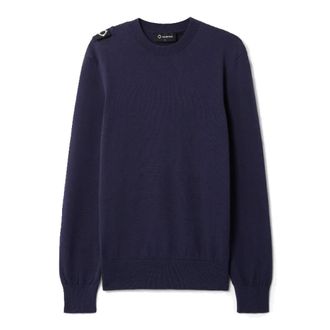 Mastrum Rundhalsstrickpullover in Ink Navy - - Knitwear - Herren - Blau - S