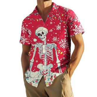 Generic Chemise &agrave; boutons pour homme avec t&ecirc;te de mort de P&egrave;re No&euml;l squelette de No&euml;l tendance d&eacute;contract&eacute;e gothique cool vacances f&ecirc;te d&eacute;t&eacute;, &laquo; A Merry Christ