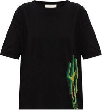 Akep Femme, Tops, Noir, Taille: 36 FR T-Shirt Avec Patch