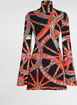 Dolce & Gabbana Kleid Aus Charmeuse Mit Carretto-print - Frau Kleider Multicolor 42