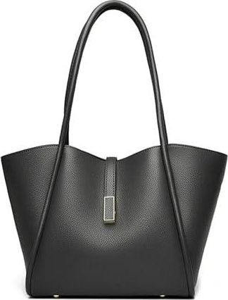 Generic Sac &agrave; bandouli&egrave;re en cuir souple pour femme, grande capacit&eacute;, sac &agrave; main d&eacute;contract&eacute;, gris fonc&eacute;, Taille unique
