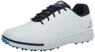 Skechers Homme Tempo GF Golf-Shoes, White Synthetic Navy Trim Blue Trim, 42 EU