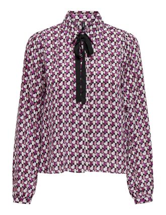 Only Damen Onlalma Life Vis L/S Felina Shirt Bluse, Magenta Purple/AOP:584 Posh, XS