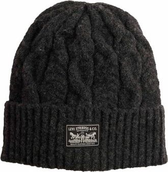 Levi's Bonnet &agrave; Dos pour Femme - Bonnet tricot&eacute; pour Les Vacances - Gris chin&eacute; Clair - Taille Unique, Gris Clair, Taille Unique