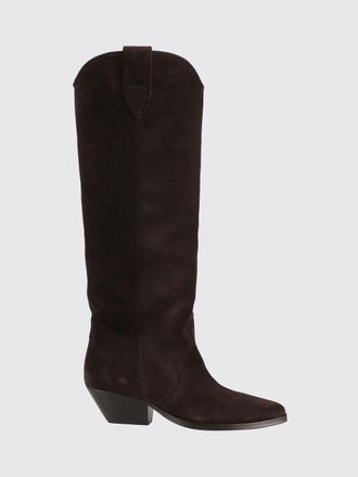 Isabel Marant Kniehohe Westernstiefel aus Veloursleder mit niedrigem Absatz
