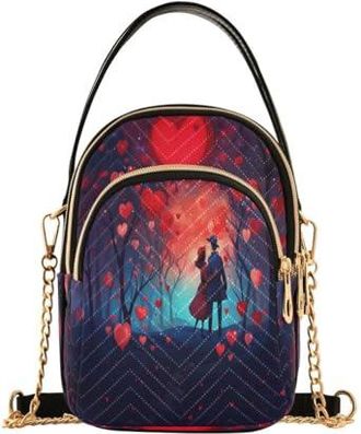 Mnsruu Petit sac &agrave; bandouli&egrave;re en cuir pour femme Motif arbre de Saint-Valentin