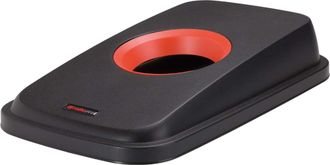 Rotho Pro Selecto Premium Deckel für Selecto Premium Mülleimer, 55l/70l ideal für Dosen, Kunststoff (PP) BPA-frei, schwarz/rot, (49.0 x 29.0 x 9.0 cm)