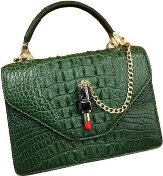 Generic Sac cabas pour femme en cuir de crocodile véritable, véritable sac à main en cuir dalligator véritable, sac bandoulière simple pour femme, petit sac à