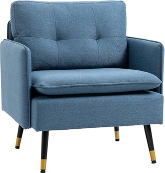 HOMCOM Canap&eacute; 1 Place, canap&eacute; de Salon en Tissu Lin 76 cm, Coussin Assise rembourr&eacute;e Dossier capitonn&eacute; Ressorts en S Pieds en Acier, Sofa Moderne pour Chambr