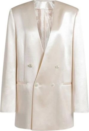 Alberta Ferretti Femme, Vestes, Blanc, Taille: 40 FR Veste Crois&eacute;e en Satin