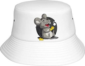 Generic Imprimé Chapeau de Pêcheur Souris Mignonne Mangeant du Fromage Chapeaux de Soleil de Plage Mode Bobs Homme pour Hommes Été Chasse