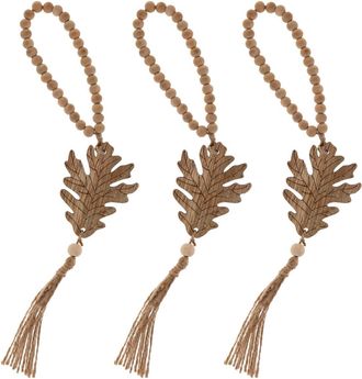 Matches 21 matches21 Schöne Fensterdeko Eichenblatt als Herbstdeko - 3er Set Herbst Dekoration Holzanhänger 6 x 29 cm - Hängende Fensterdeko mit Quaste