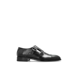 Jimmy Choo London Black Brush Off Leder Monk Strap Schuhe - - Shoes - Herren - Schwarzk - 40 EU