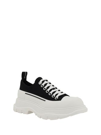 Alexander McQueen Womens Tread Slick Sneakers Black-White Upper: Cotton; Sole: Rubber Black/white