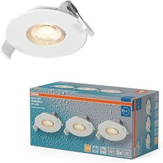 Osram Spot Set LED Einbaustrahler DIM IP44 827 Wei&szlig;, 3er Set Badezimmer dimmbar Aluminium, warmwei&szlig; 2700K