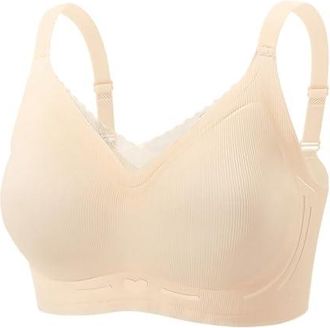 Generic Soutien-gorge c&ocirc;tel&eacute; sans fil pour femme avec bretelles r&eacute;glables, col en V avec bordure en dentelle, haut de soutien doux et extensible | Coussinets 