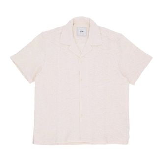 Arte Homme, Chemises, Beige, Taille: XL Chemise Homme Crochet Manches Courtes Crème