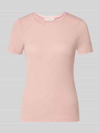 Christian Berg Slim Fit T-Shirt aus Viskose-Mix mit Spitzenbesatz