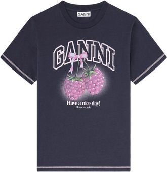 Ganni T-shirt en coton framboise Ganni