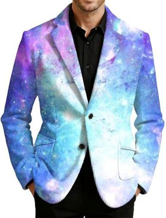 Generico Galaxy Veste de costume pour homme Coupe slim Imprim&eacute; 3D Galaxie Graphique Galaxie Univers &Eacute;toile Espace F&ecirc;te Blazer de remise des dipl&ocirc;mes, F Violet,