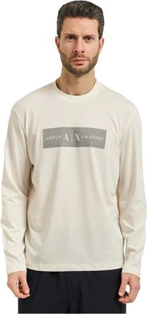 A|X Armani Exchange Homme, Tops, Beige, Taille: S Haut &agrave; Manches Longues Ras du Cou