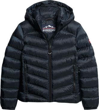 Superdry Damen Fuji Steppjacke mit Kapuze Finster Marineblau 38