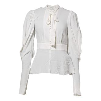 Dolce & Gabbana Wei&szlig;e Ascot-Kragen Langarmbluse - - Blouses & Shirts - Damen - Wei&szlig; - XS
