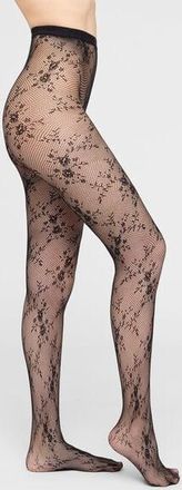 Calzedonia Strumpfhose Aus Blumenspitze Schwarz