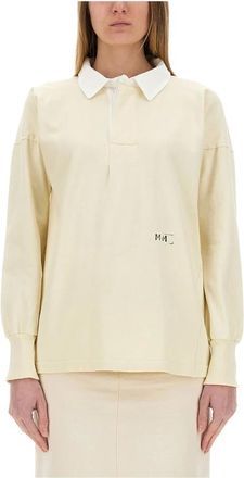 Maison Margiela Femme, Tops, Beige, Taille: 38 FR Polo &agrave; manches longues en coton