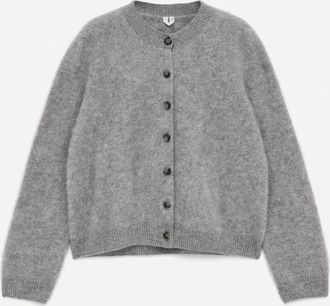 Arket Strickjacke Aus Reinem Geb&uuml;rstetem Kaschmir -Grau