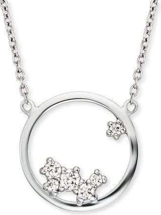 Engelsrufer Damen Halskette aus Sterling Silber und rundem Cosmo Anhänger - besetzt mit 6 Zirkonia Steinen - in zwei Längen verstellbar - Länge: 44cm