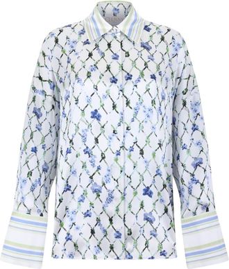 Genny Femme, Blouses et Chemises, Multicolore, Taille: 36 FR Chemise en soie &agrave; imprim&eacute; floral