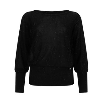 Herno Pullover mit U-Boot-Ausschnitt und Metallic-Effekt - - Knitwear - Damen - Schwarzk - M