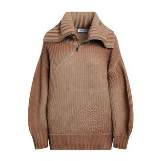 The Attico Woll- und Kaschmirpullover mit schr&auml;gem Rei&szlig;verschluss - - Knitwear - Damen - Beige - M