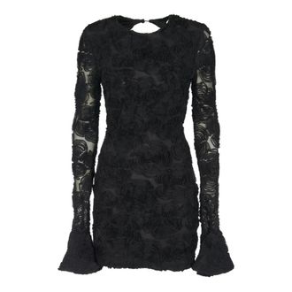Rotate Rotate Birger Christensen, Femme, Robes, Noir, Taille: 38 FR Robe Mini Noire Florale Rotation