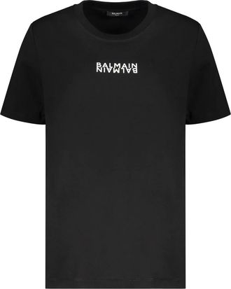 Balmain Femme, Tops, Noir, Taille: 42 FR T-shirt en coton