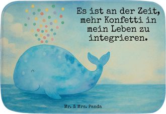Mr. & Mrs. Panda Badteppich Wal Konfetti Design - Geschenk, badmatten, Bad l&auml;ufer, Geburtstag, Badvorleger, Meer, Motivation, duschmatte, Badezimmerteppich, Trennung, 