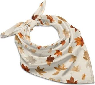 Generic Écharpe carrée en soie citrouille aquarelle légère écharpe dautomne feuille dérable écharpe enveloppante pour cheveux foulard respirant cadeaux pour f