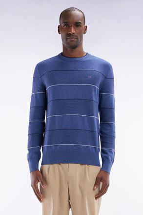 Eden Park Pull Col Rond Cercl&eacute; En Coton Bleu