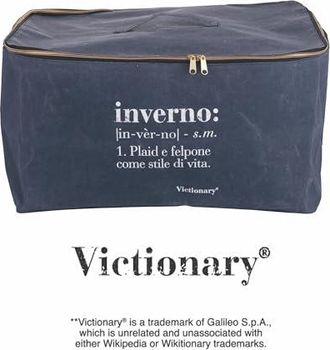 Villa D'Este Home Tivoli Victionary Aufbewahrungstasche aus Stoff, Doppelreißverschluss, mit Griff, 50 x 40 x 27 cm, Blau