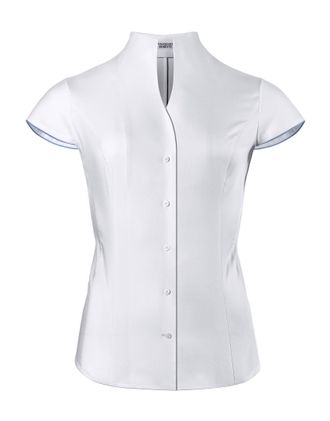Vincenzo Boretti Bluse, modern-fit/leicht tailliert, Kelchkragen, Soft Oxford, Kurzarm - bügelleicht weiß 38