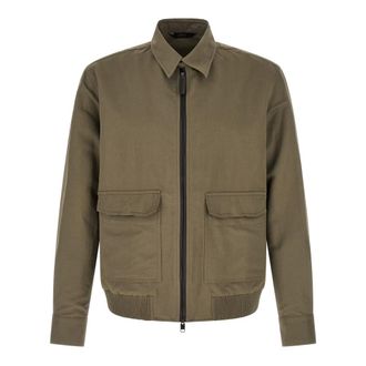 Brioni Homme, Vestes, Vert, Taille: XL Blouson en lin et coton