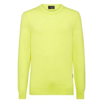 Philipp Plein Homme, Pulls, Jaune, Taille: 3XL Cashmere Pullover Round Neck LS Skull and Plein