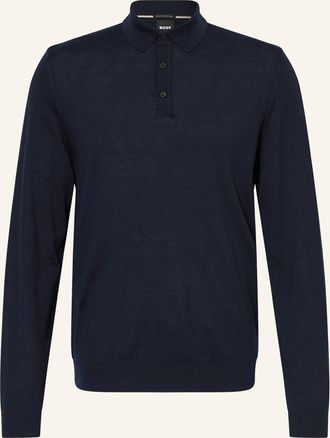 HUGO BOSS Strick-Poloshirt Lancione blau