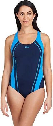 Zoggs Maillot de Bain Eaton Flyback pour Femme, Bleu Marine/Bleu Clair, Taille 42, Bleu Marine - Bleu Clair
