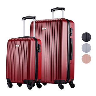 Slazenger Kofferset 2 Teilig - Handgep&auml;ck Koffer und Reisekoffer (M + XL) - ABS Trolley Hartschalenkoffer Set mit 360&deg; R&auml;dern - Kombinationsschloss - Rot