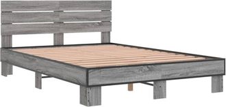 vidaXL Cadre de lit sonoma gris 140x190 cm bois dingénierie et métal