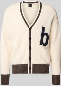 Bugatti Strickjacke aus Woll-Mix mit V-Ausschnitt