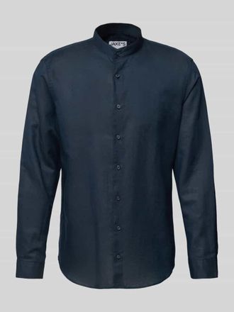 Jake*s Slim Fit Freizeithemd aus Leinen-Baumwoll-Mix