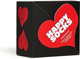 Happy Socks lot de 2 chaussettes amusantes en coton, chaussettes colorées en coffret cadeaux damour pour homme et femme